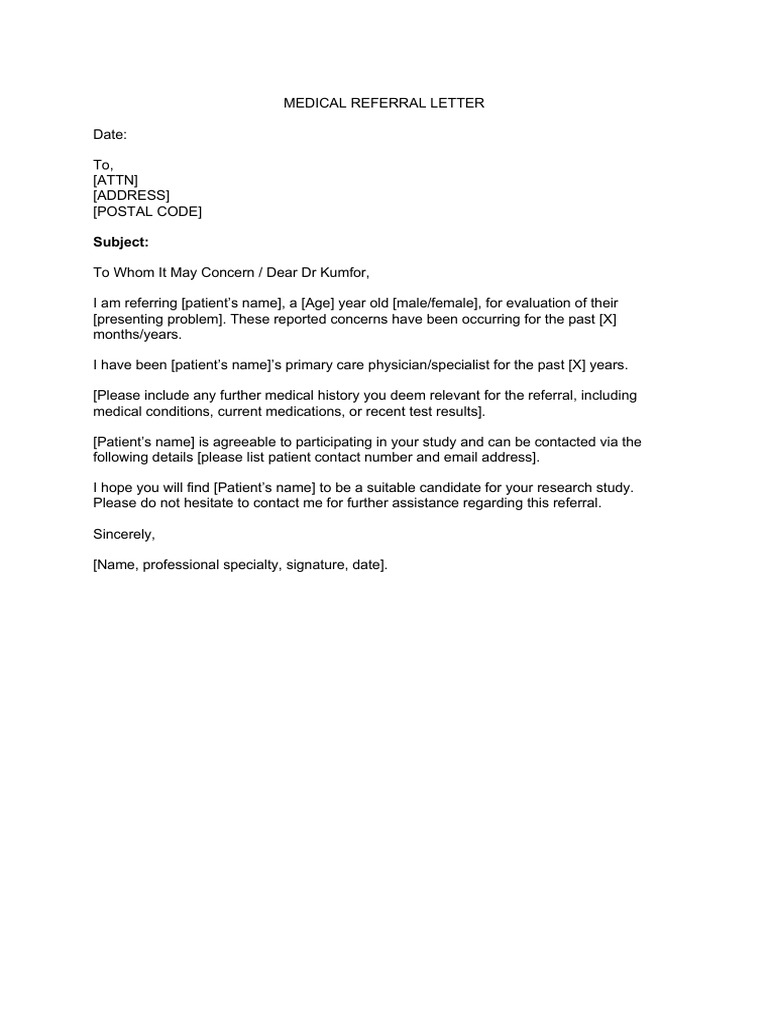 Medical Referral Letter Template | PDF