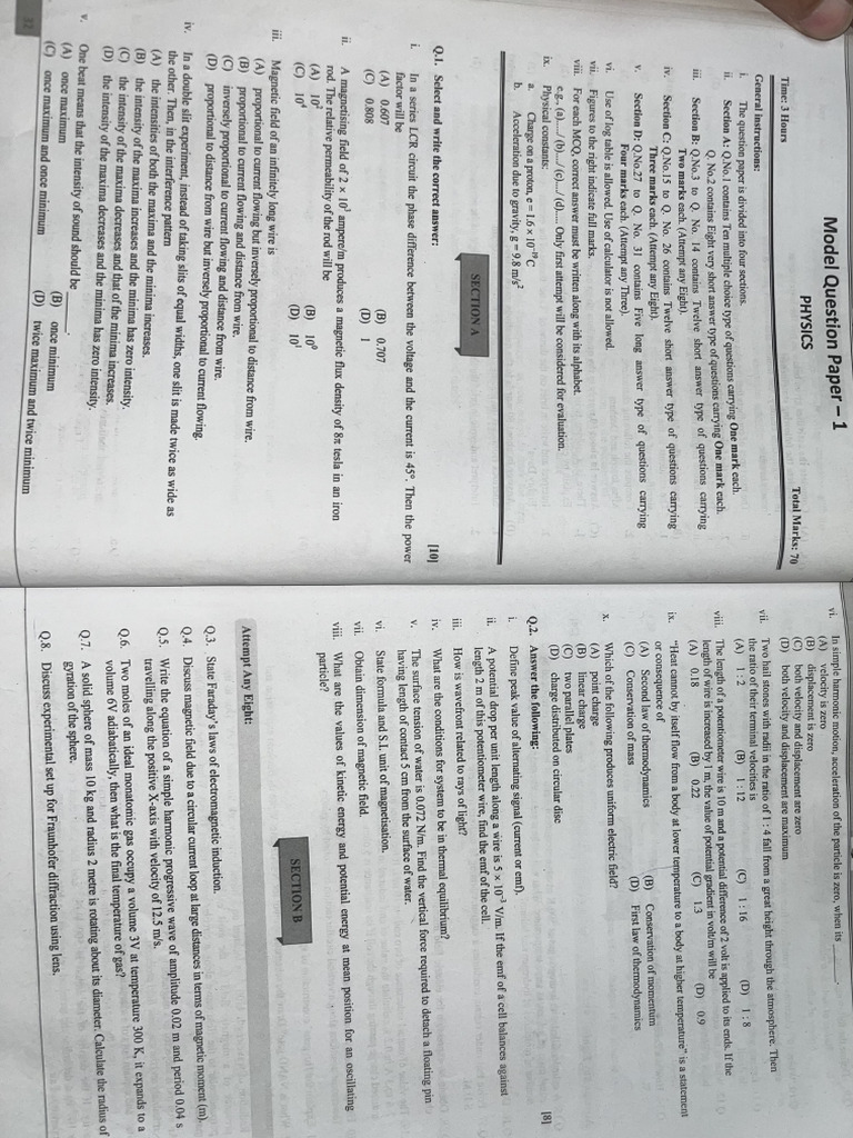 Physics 3 Sample Papers - 49173323 - 2025 - 02 - 12 - 20 - 25 | PDF