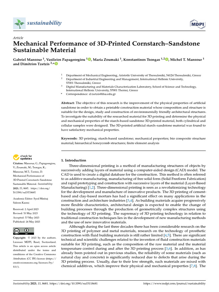 3D Extrusion Printability of Rice Starch and Optimization | PDF | 3 D Printing | Building Materials