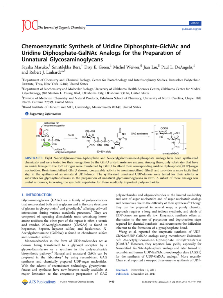Masuko Et Al 2012 Chemoenzymatic Synthesis of Uridine Diphosphate ...