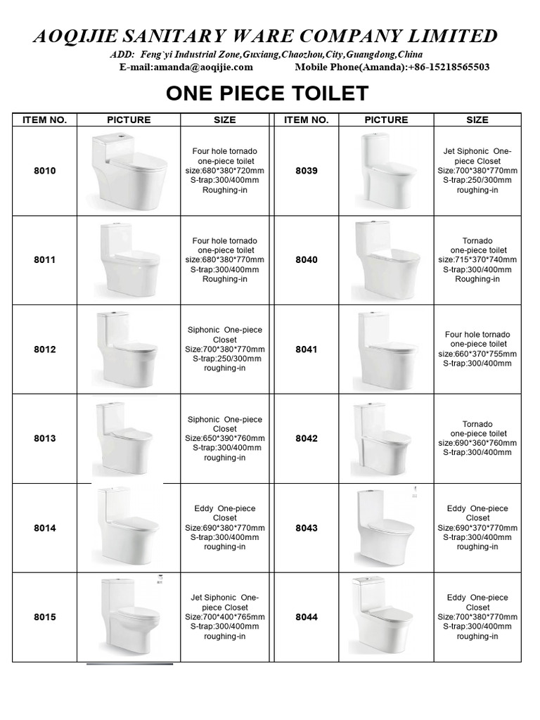 One-Piece, Two-Piece, Intelligent Toilets Catalog | PDF | Sanitation ...