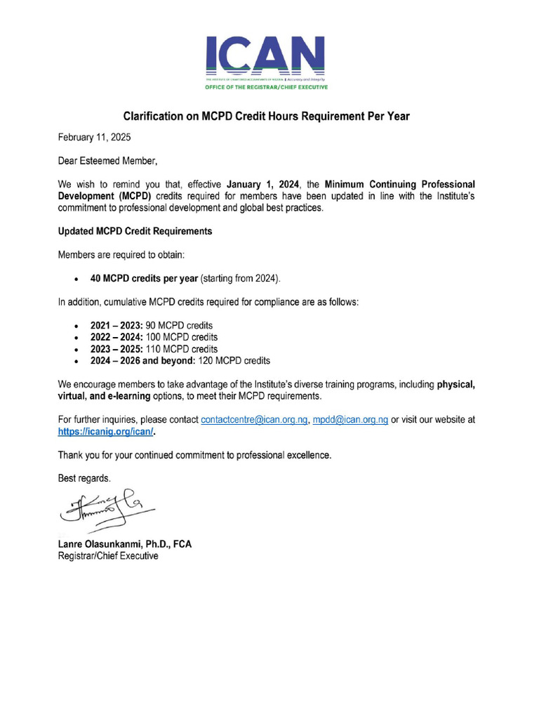 Clarification On MCPD Credit Hours Requirement Per Year | PDF