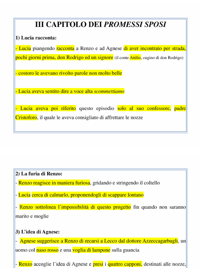 7b Terzo Capitolo Dei Promessi Sposi Scheda_00001 | PDF