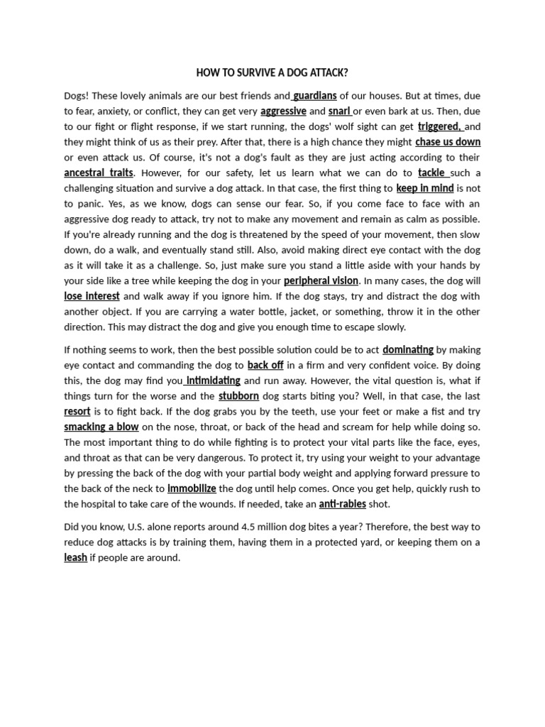 How to Survive a Dog Attack Guide | PDF | Dogs | Adjective