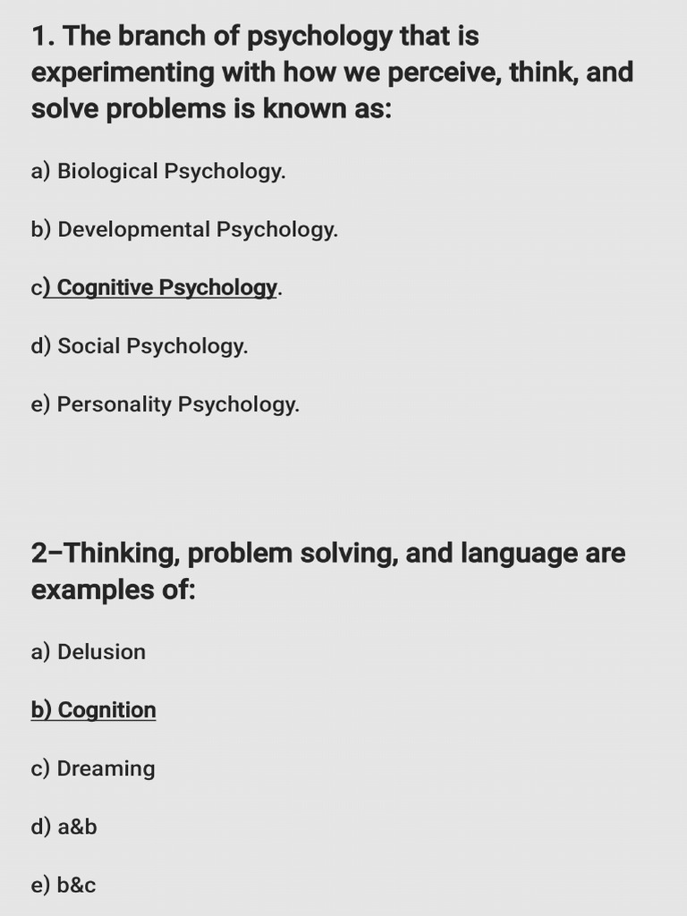 Thinking, Problem Solving and Language MCQ | PDF