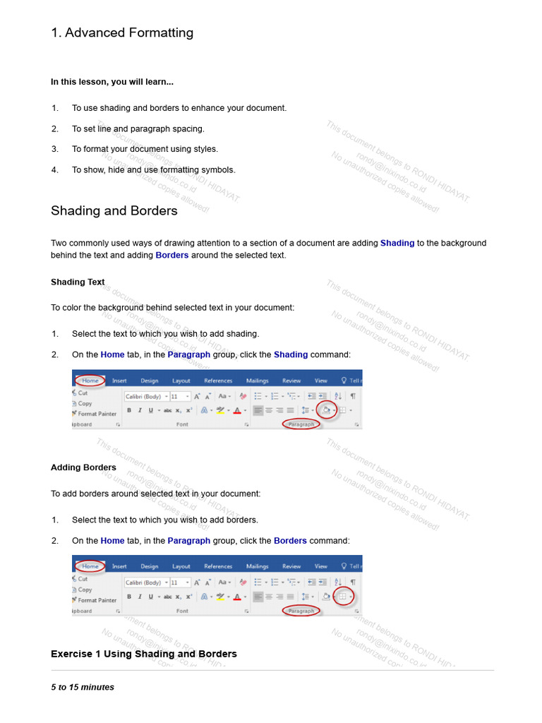 Advanced Formatting | PDF | Microsoft | Software