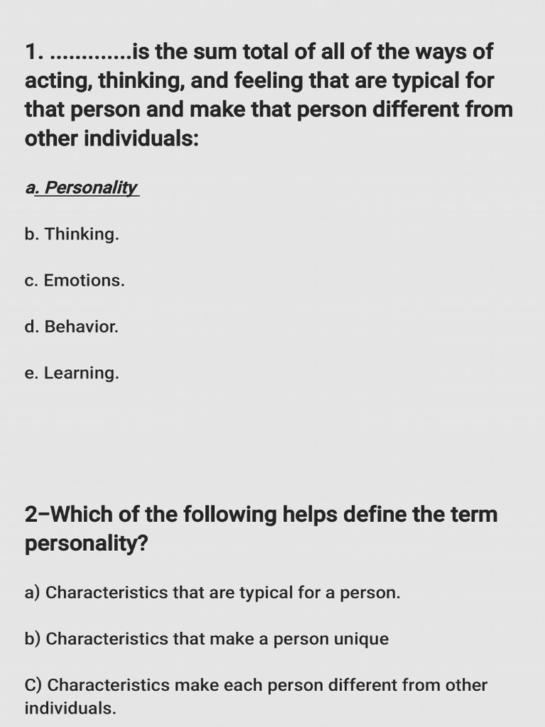 Personality MCQ | PDF