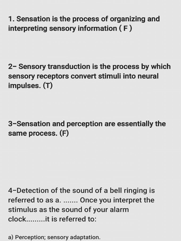 Sensation, Perception and Attention MCQ | PDF