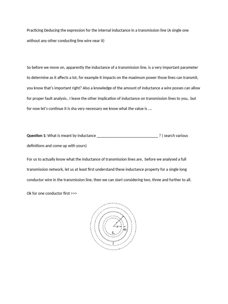 Practicing Deducing The Expression For The Internal Inductance in A ...