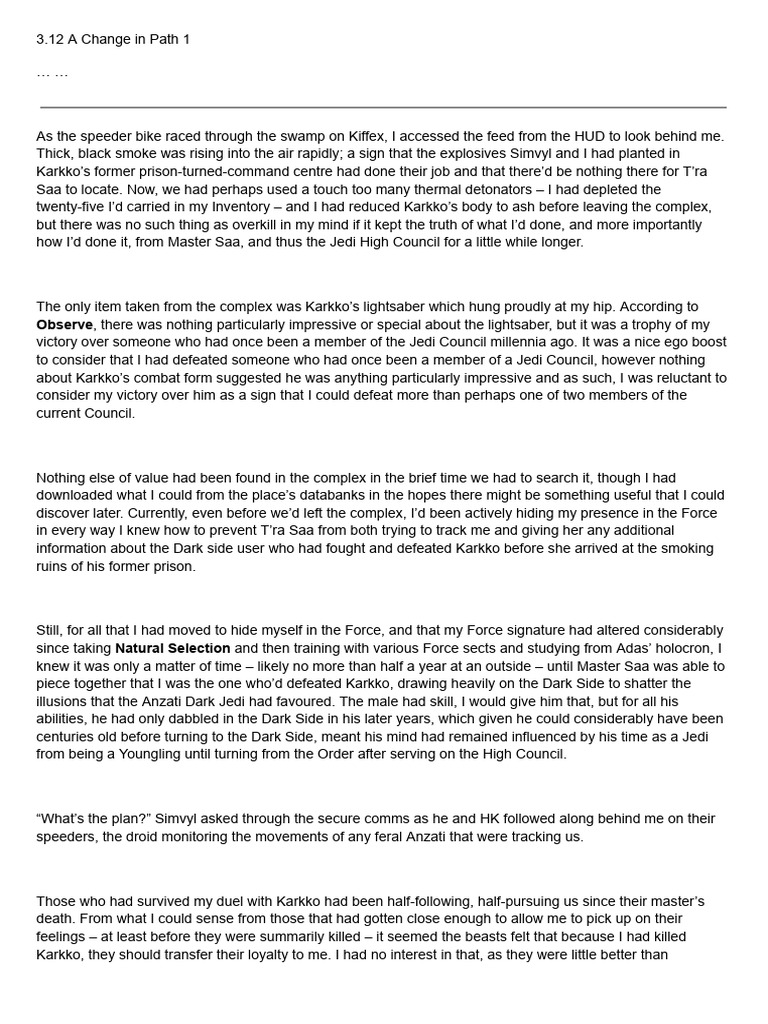 3.12 A Change in Path 1 Mk2 | PDF | Sith | Jedi