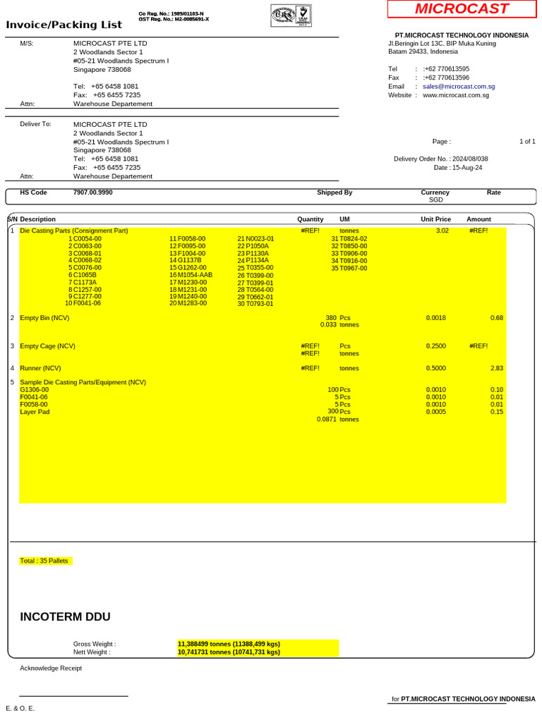 Packing List 15 August 2024 | PDF | Industrial Processes