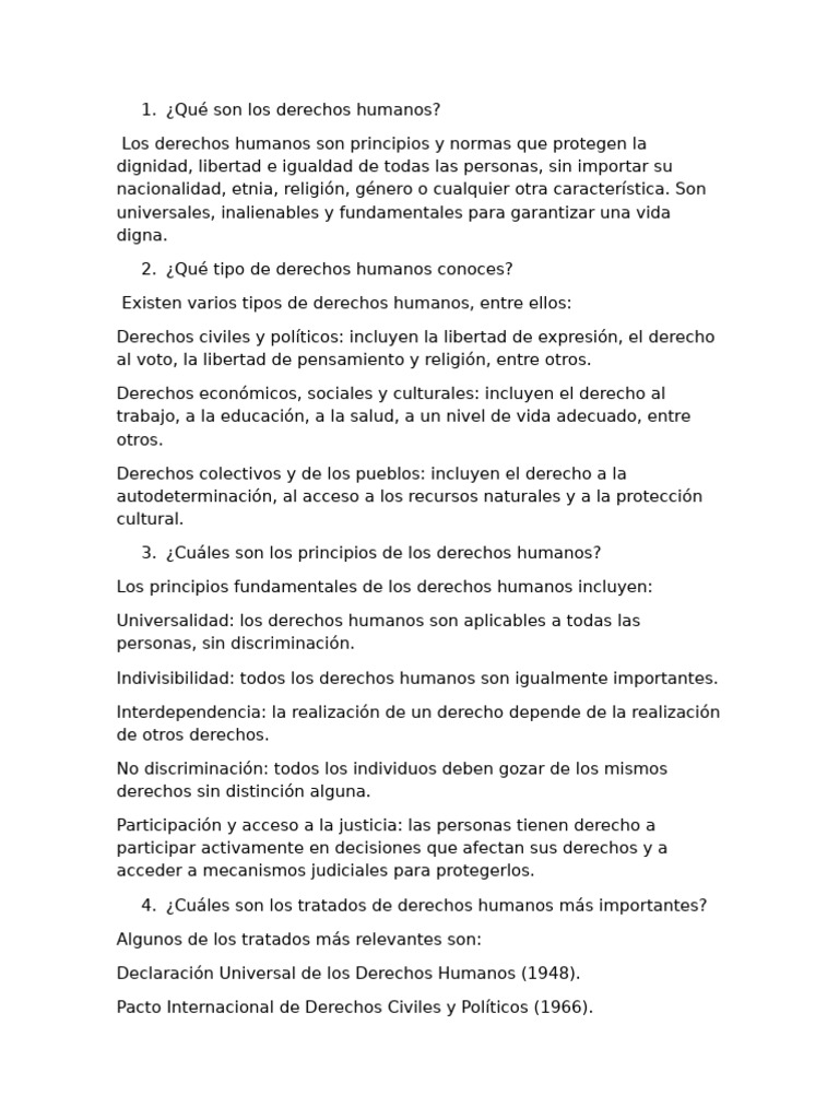 Preguntas Derechos Humanos | PDF | Derechos humanos | Dignidad