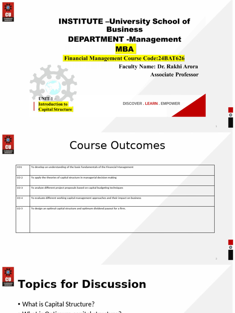 Lecture 1.5 Concept and Objectives of Capital Structure | PDF | Capital ...