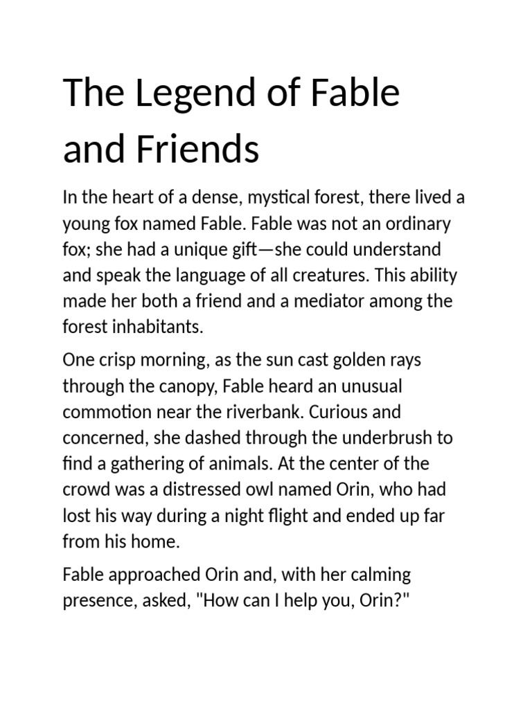 The Legend of Fable and Friends | PDF