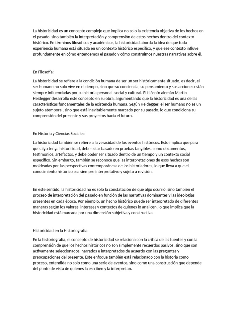 Definición y significado de historicidad | PDF | Ideologías | Experiencia