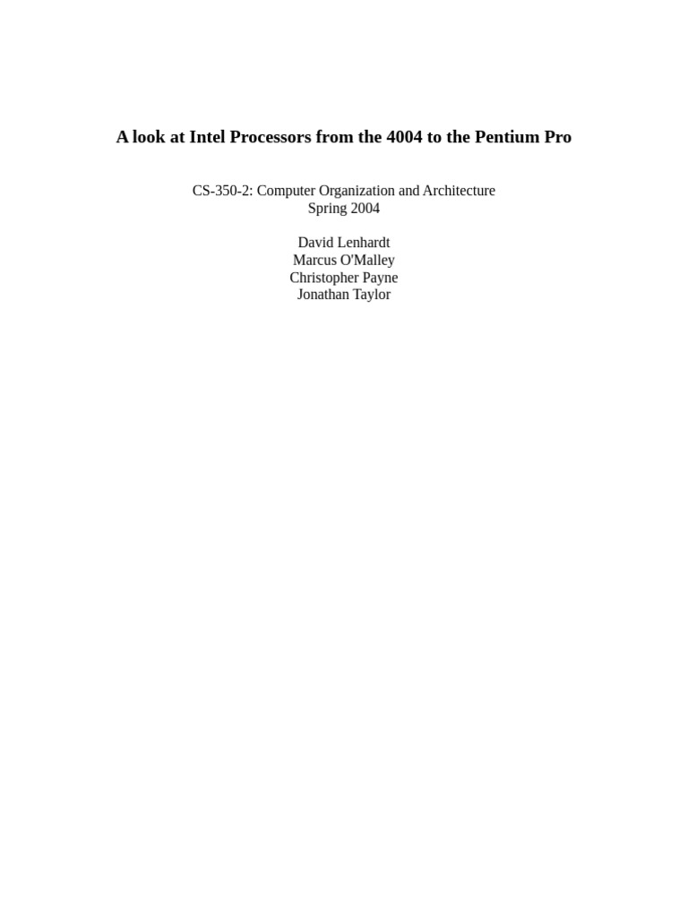 IntelProcessors4004ToPentiumPro by David Lenhardt Marcus Omalley ...
