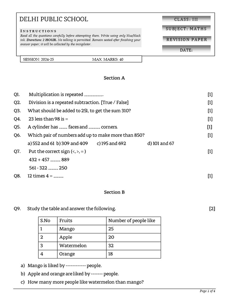 Math Sample Paper | PDF