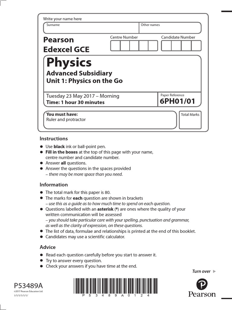 June 2017 QP - Unit 1 Edexcel Physics A-Level | PDF | Magma | Force