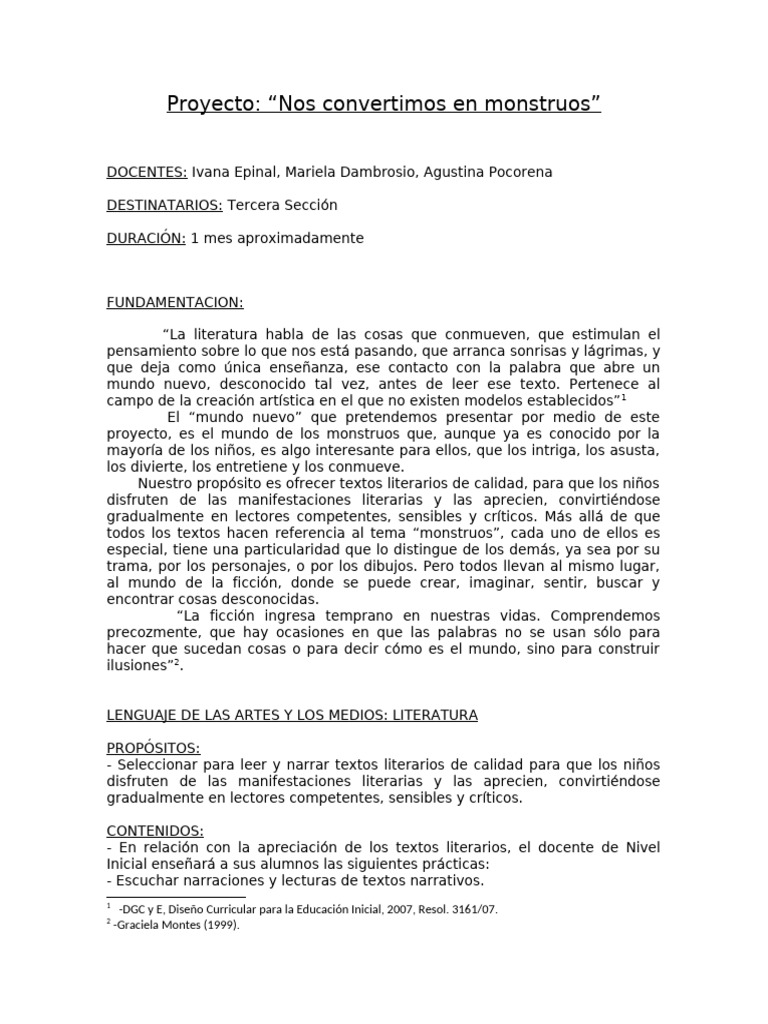 Proyecto Monstruos - Newton 2015 | PDF | Cuentos