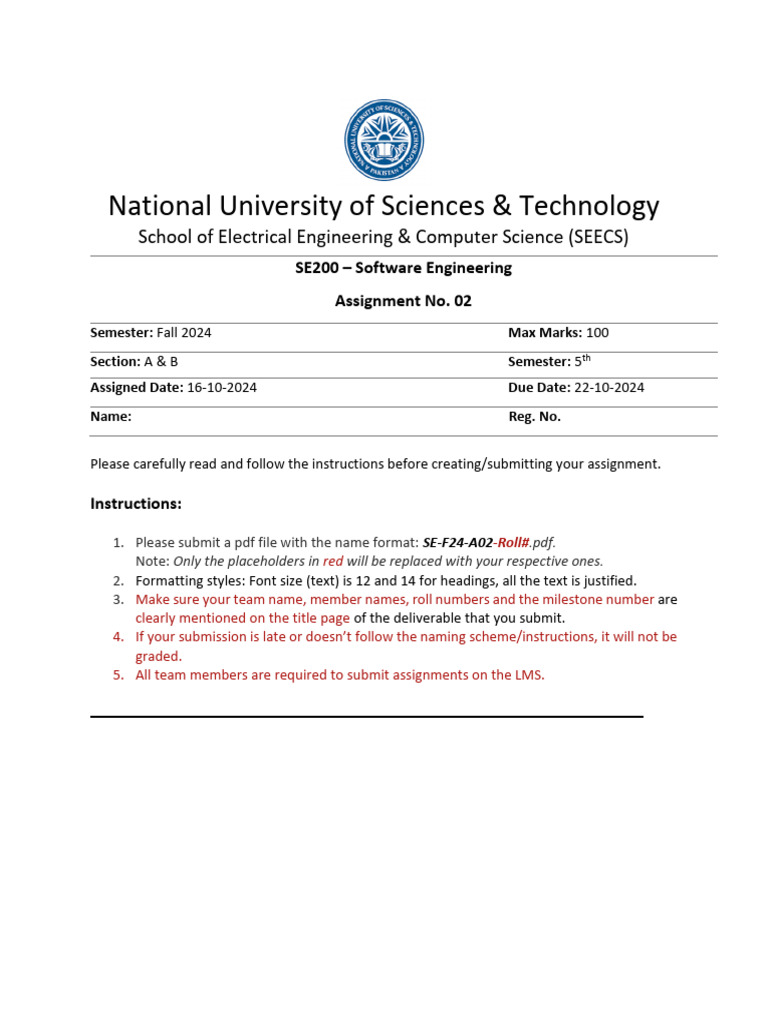 SE200 Software Engineering Assignment Guide | PDF