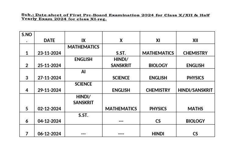 Date Sheet For Whatsapp | PDF