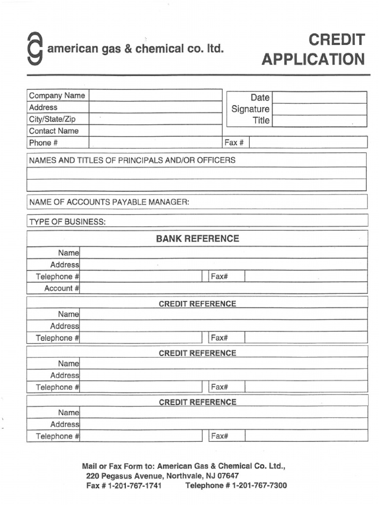 AMGAS Credit App | PDF