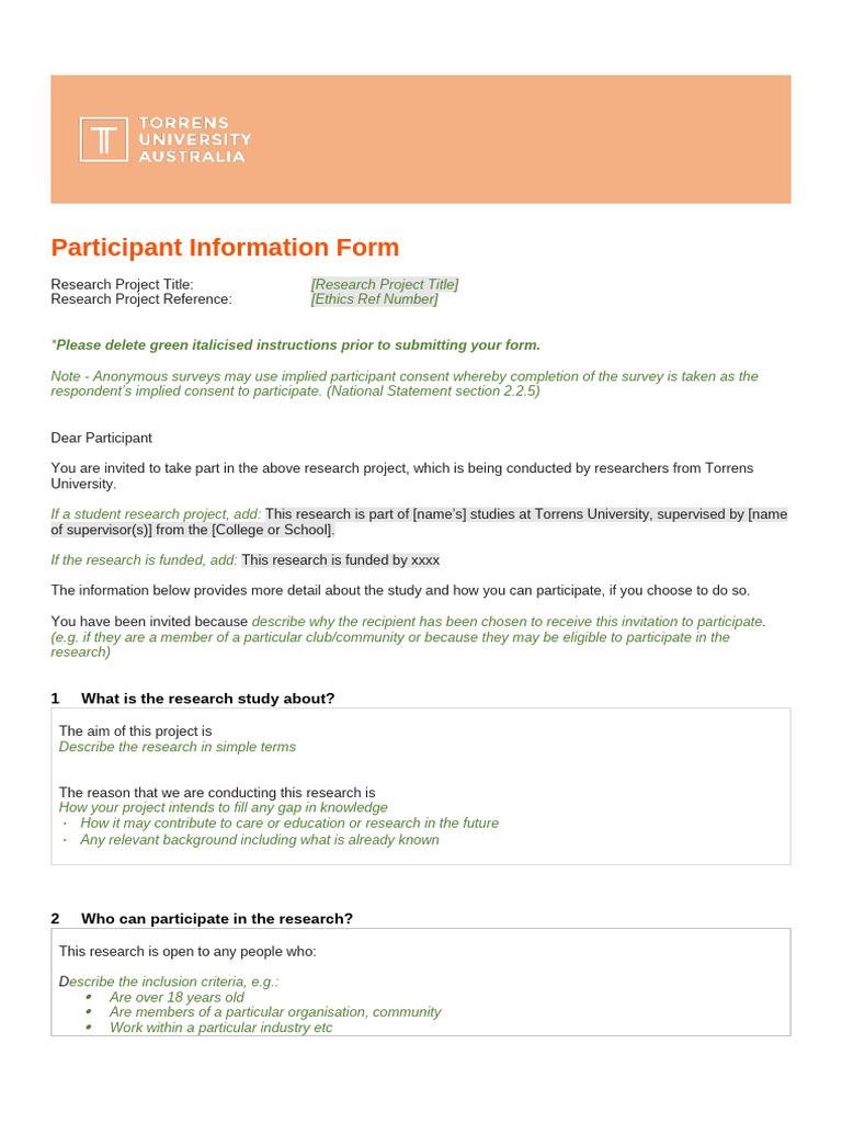 Participant Information for Research Study | PDF