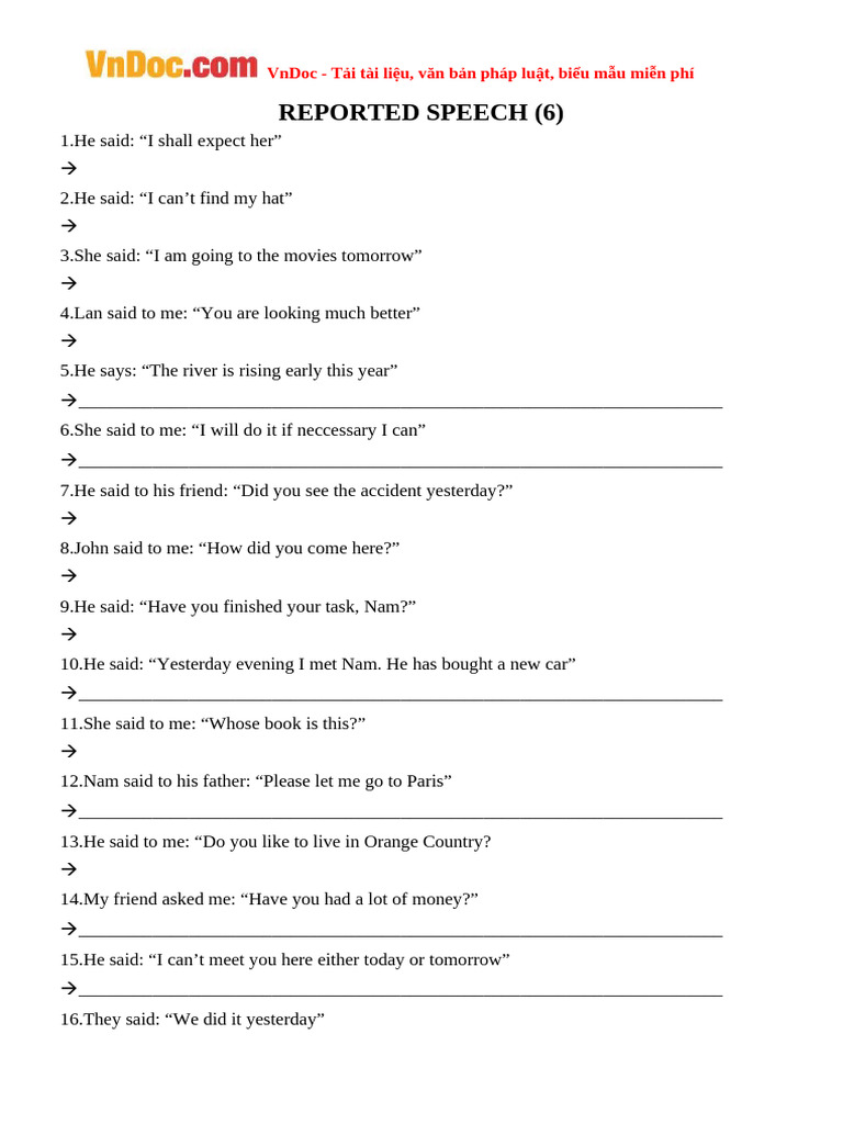 English Reported Speech Practice | PDF