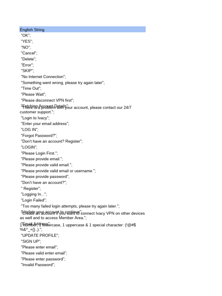 Ivacy VPN User Interface Strings | PDF | Password | Privacy