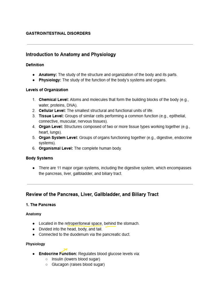 Gastrointestinal Disorders Overview | PDF | Pancreas | Gastroesophageal ...