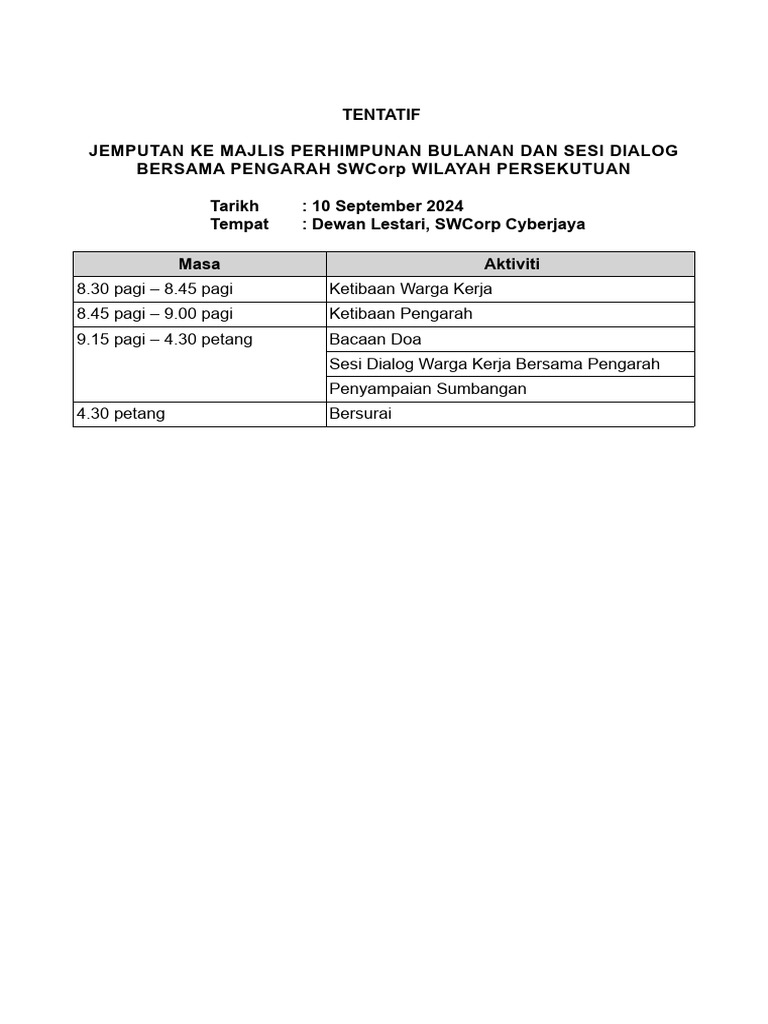 Tentatif Sesi Dialog | PDF