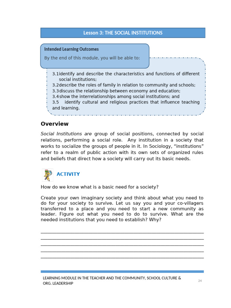 Understanding Social Institutions and Their Roles | PDF | Family | Marriage