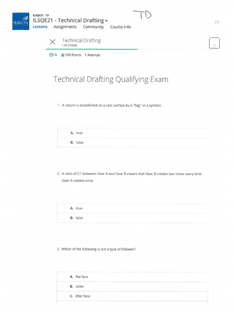 Technical Drafting Practice Exam | PDF