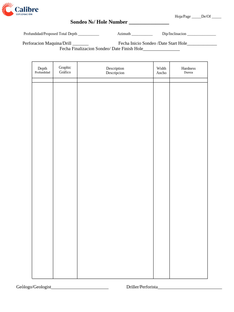 01_Hole start form_Bitácora | PDF