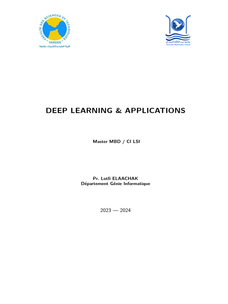 Deep Learning Cours | PDF | Machine Learning | Deep Learning