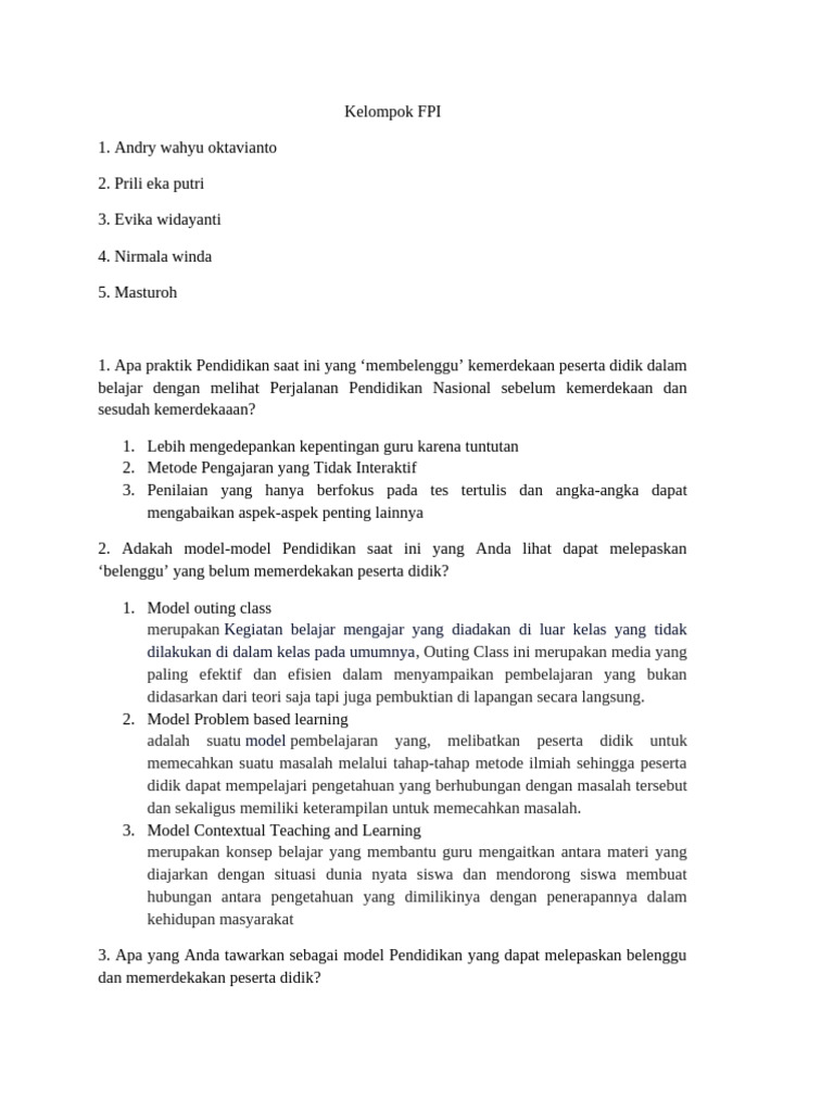 Model Pendidikan Pembebas Belenggu | PDF