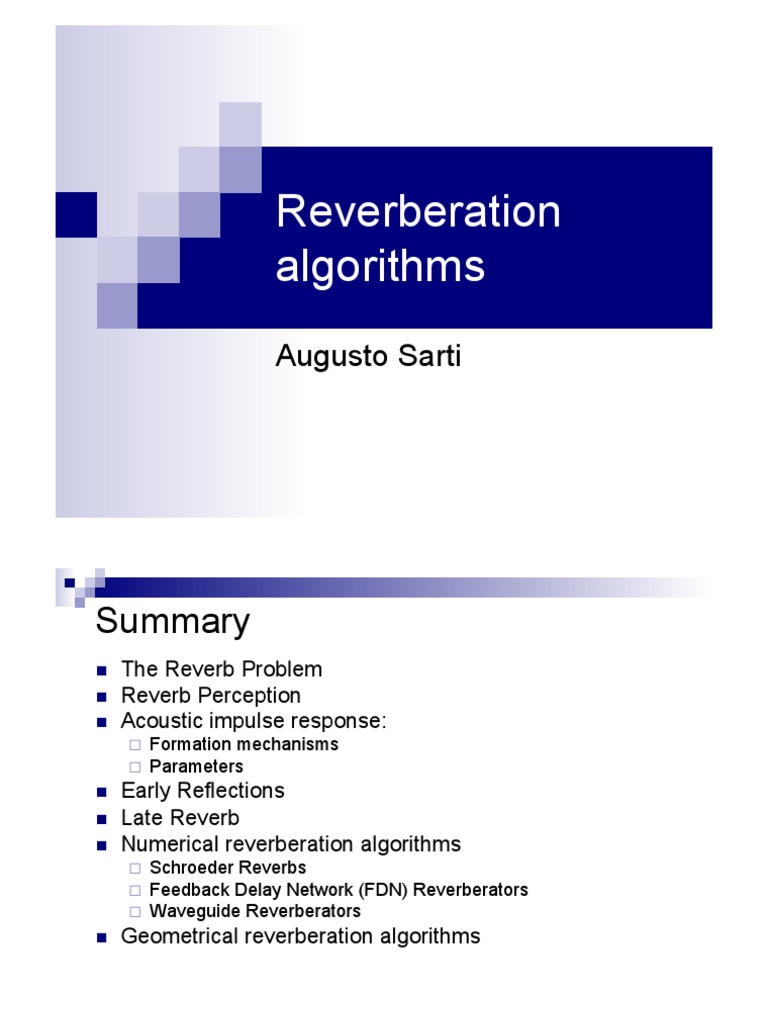 Reverberation Algorithms | PDF | Reflection (Physics) | Sound