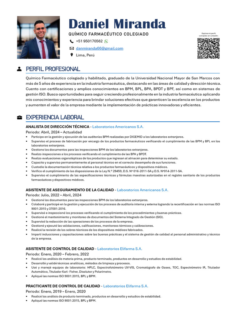 Experiencia en Laboratorios Americanos y Elifarma | PDF | Laboratorios