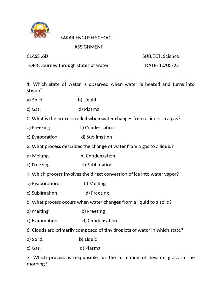 Class 6 Science Journey Through States of Water | PDF | Evaporation | Water