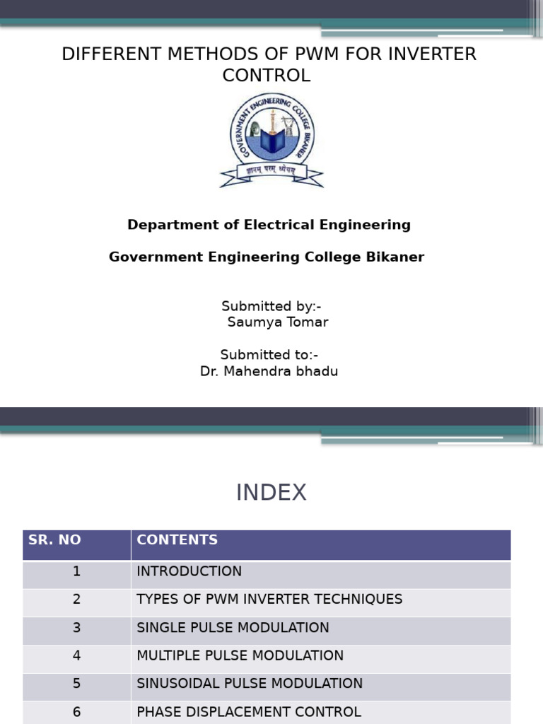 Different Methods of PWM For Inverter Control | PDF | Power Inverter ...