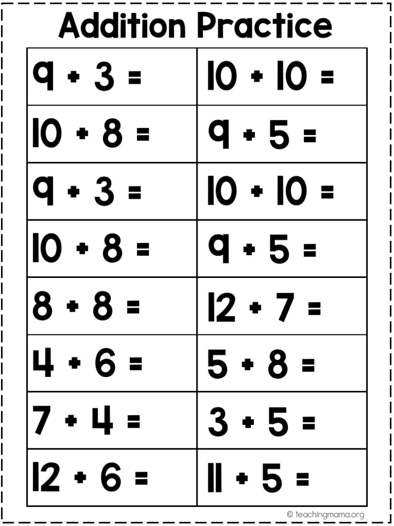 1st Grade Math Packet 7 | PDF