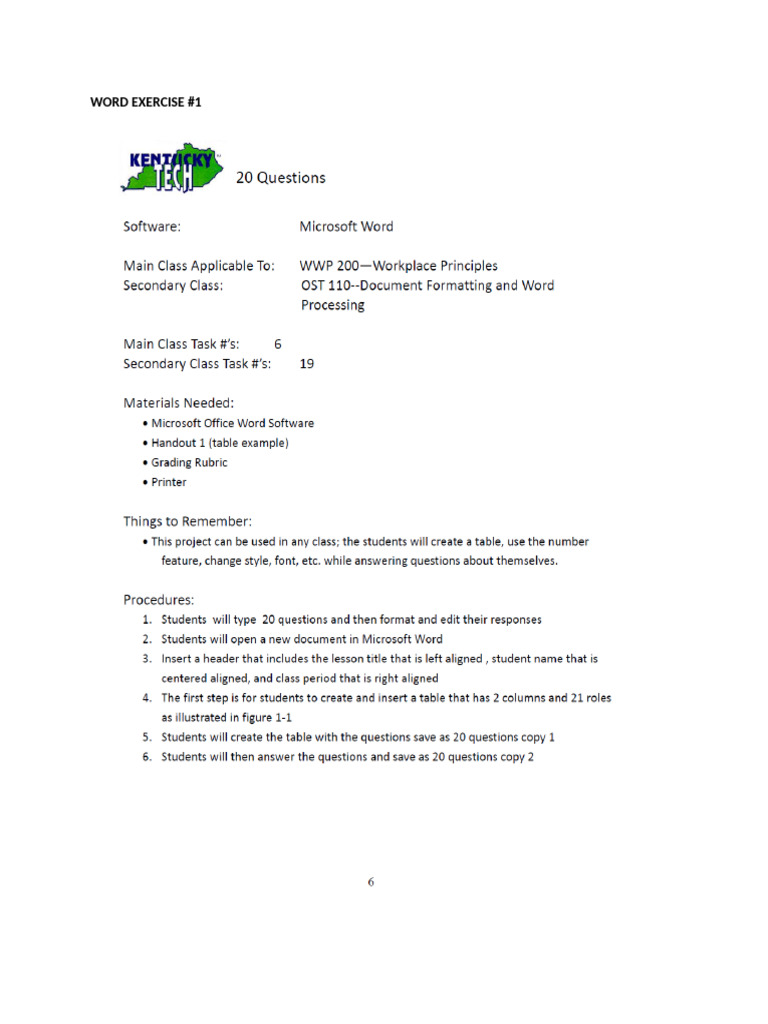 Word Exercise 1 2 3 | PDF