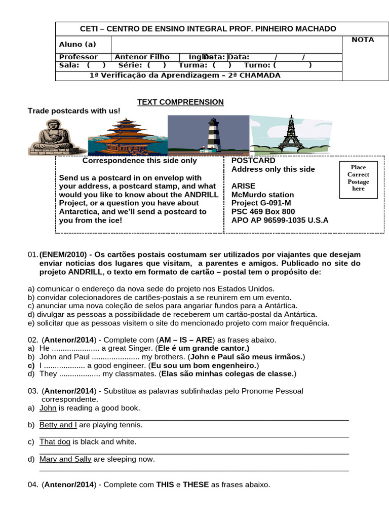 1ª AV DE 2ª CHAMADA 1º ANO-21 | PDF
