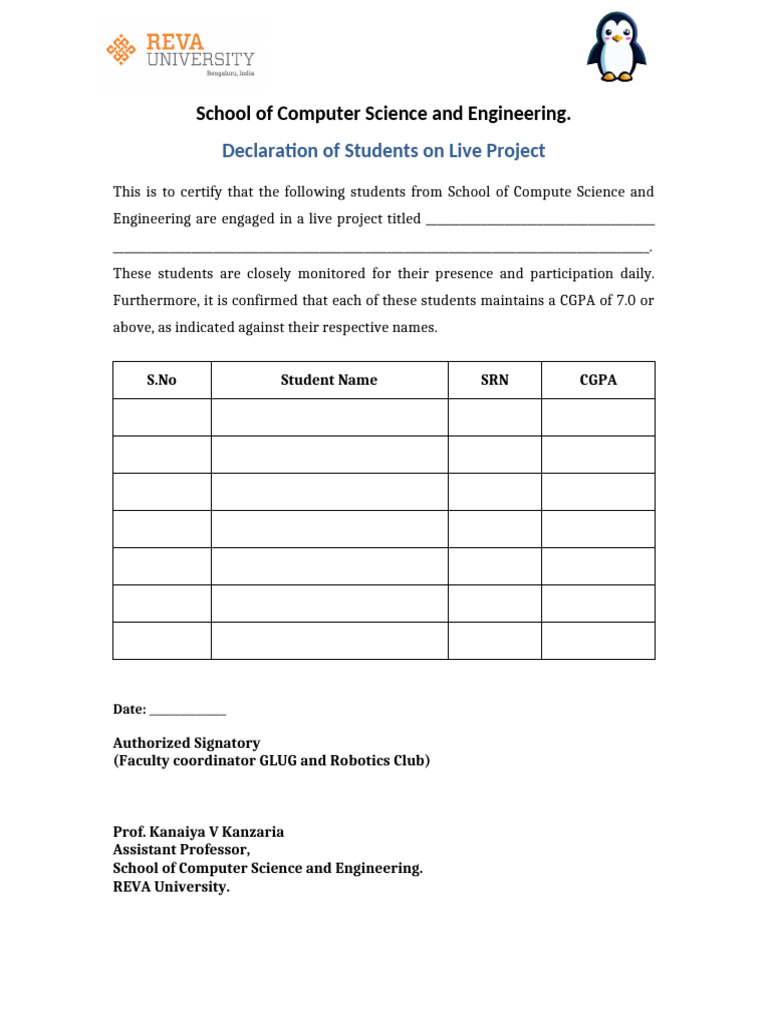 GLUG Project - Declaration - Form | PDF