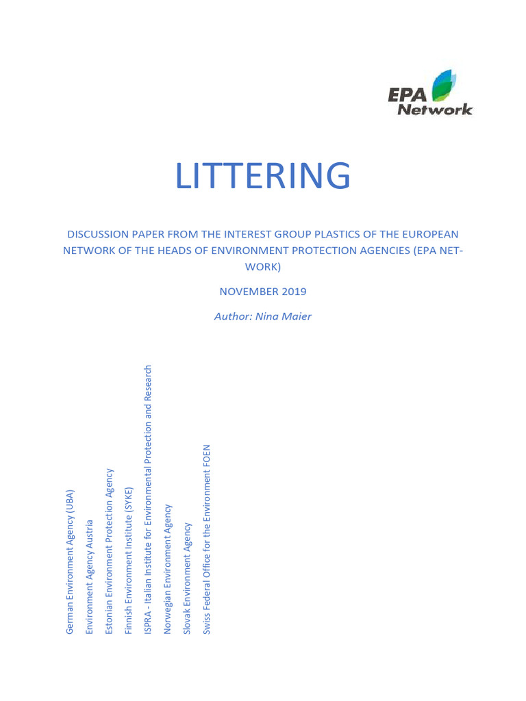 IG Plastics Working Paper Littering - End2.0 | PDF | Waste | Waste ...