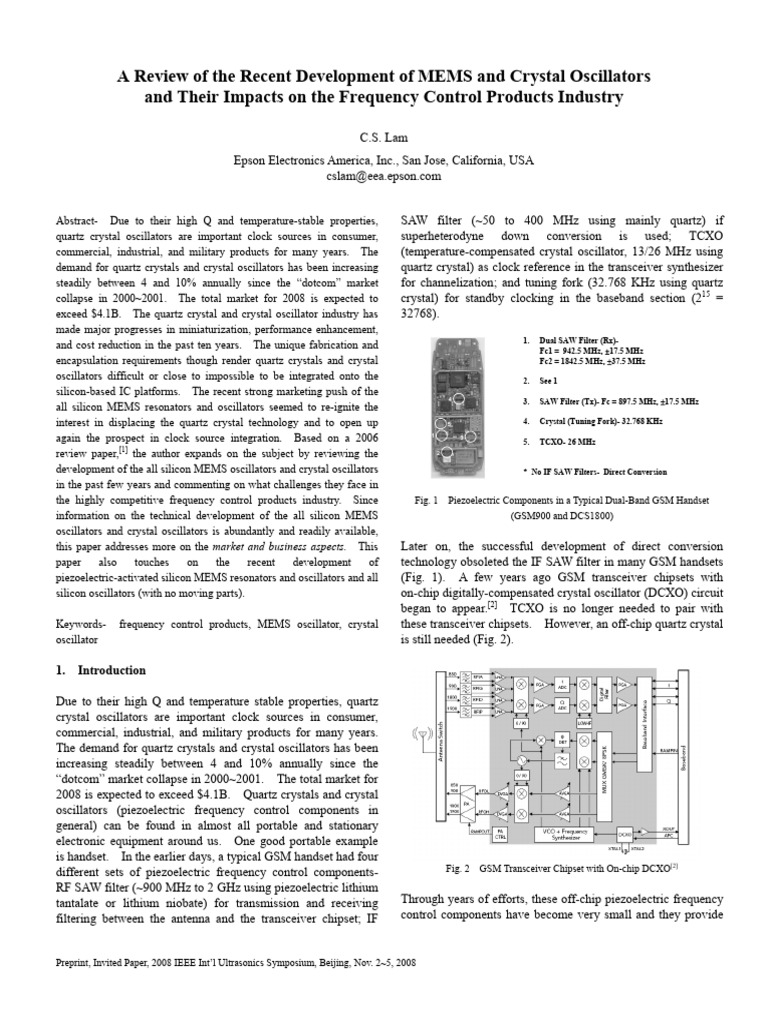 A Review of The Recent Development of MEMS and Crystal Oscillators and ...