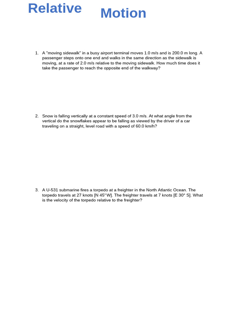 (Template) Relative Motion Problems | PDF