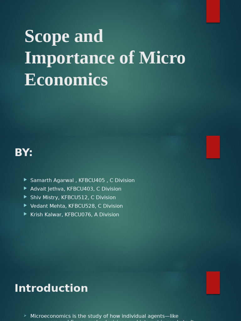 Scope and Importance of Micro Economics | PDF | Microeconomics | Economics