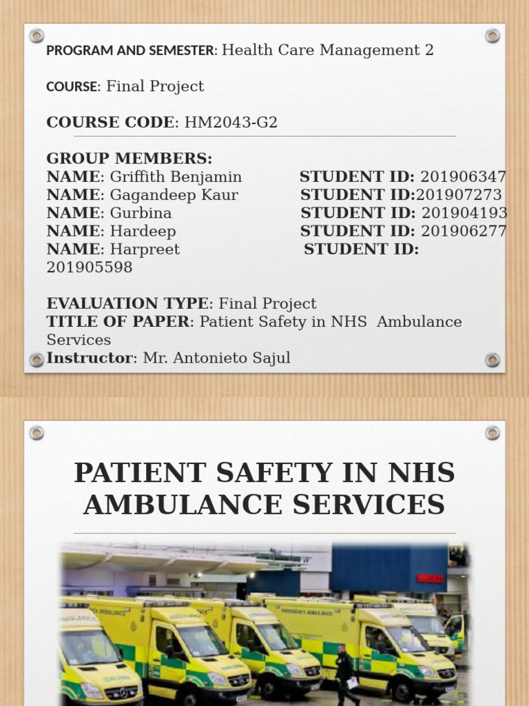 HM-2043 Final Project Presentation-Group3 | PDF | Patient Safety | National Health Service