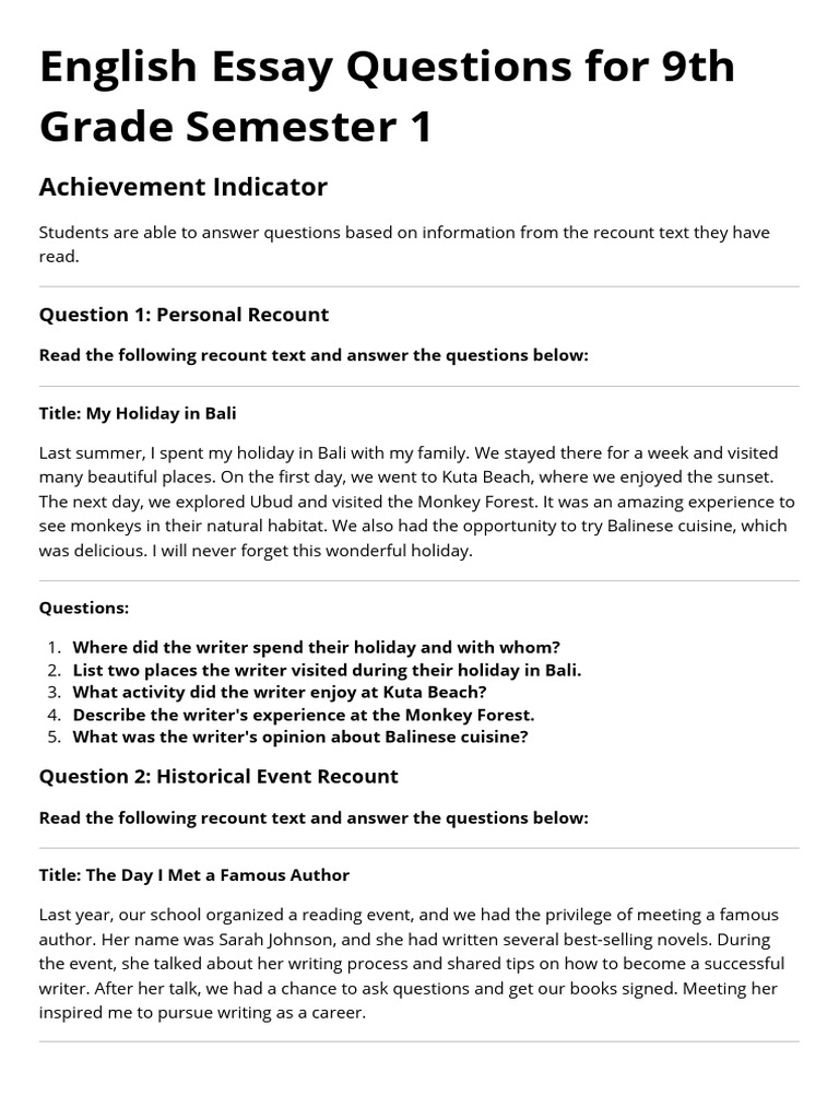 Multiple Choice Questions Identifying Story Elements in Narrative ...